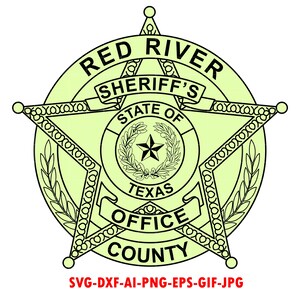 Red River, Texas State, Sheriff Badge, Seal, Laser Cutting, Vector Art, Cut Files, Digital ...