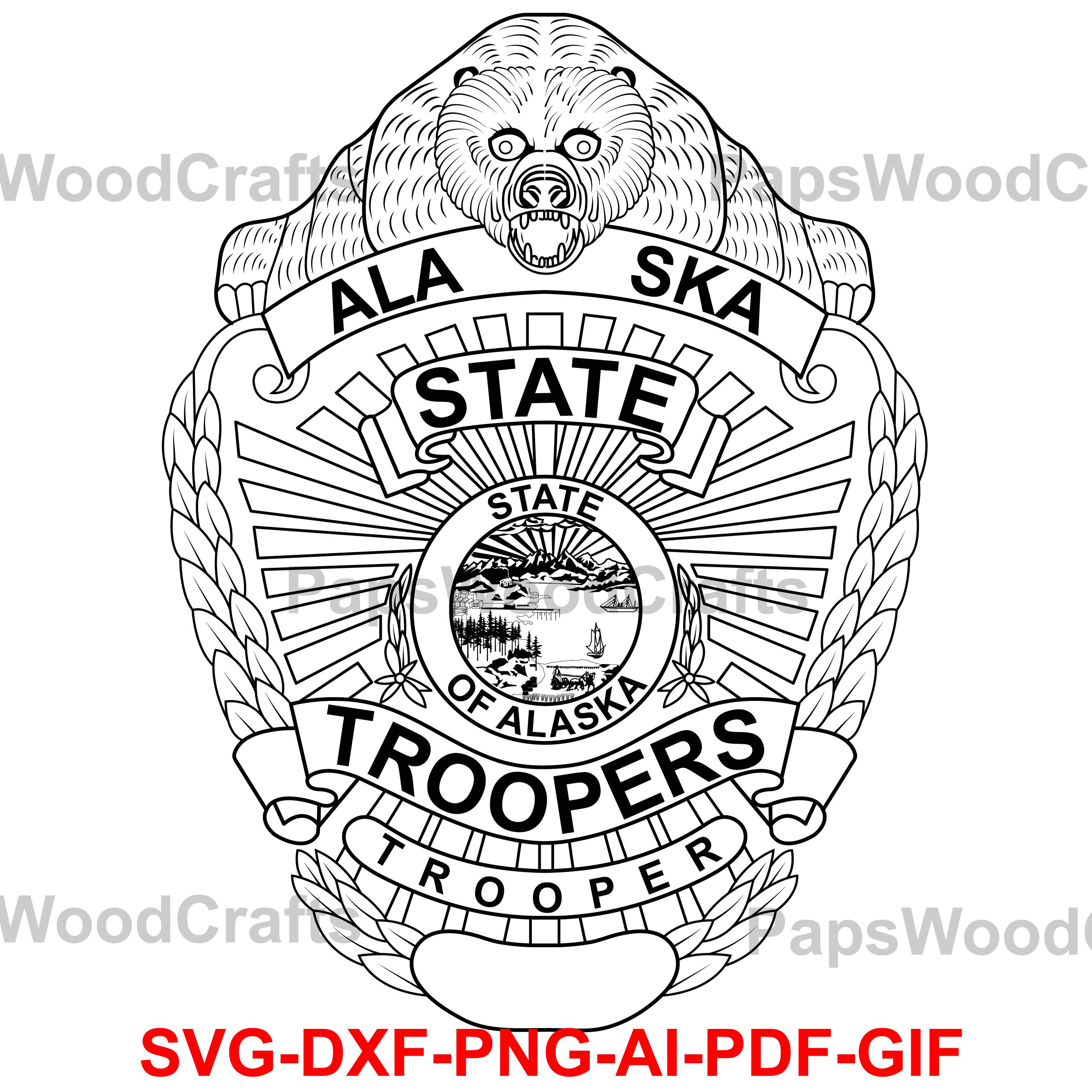 Alaska State, Troopers, Badge, Laser Cutting, Vector Art, Cut Files ...