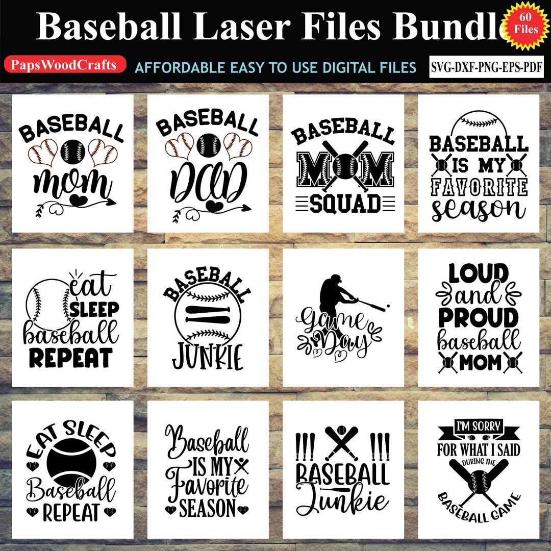 Baseball Laser Files Bundle,baseball Bundle Files Svg, Png ,dxf ,eps ...