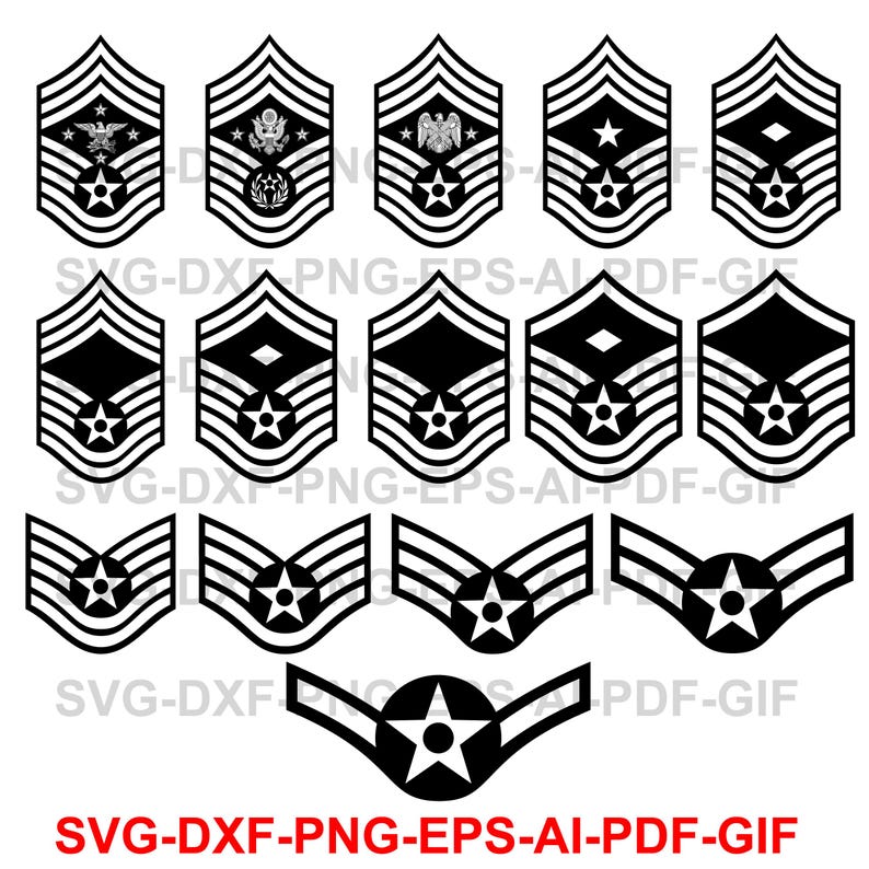 United States, Air Force, Enlisted, Rank Insignia, Badge, Laser Cutting ...