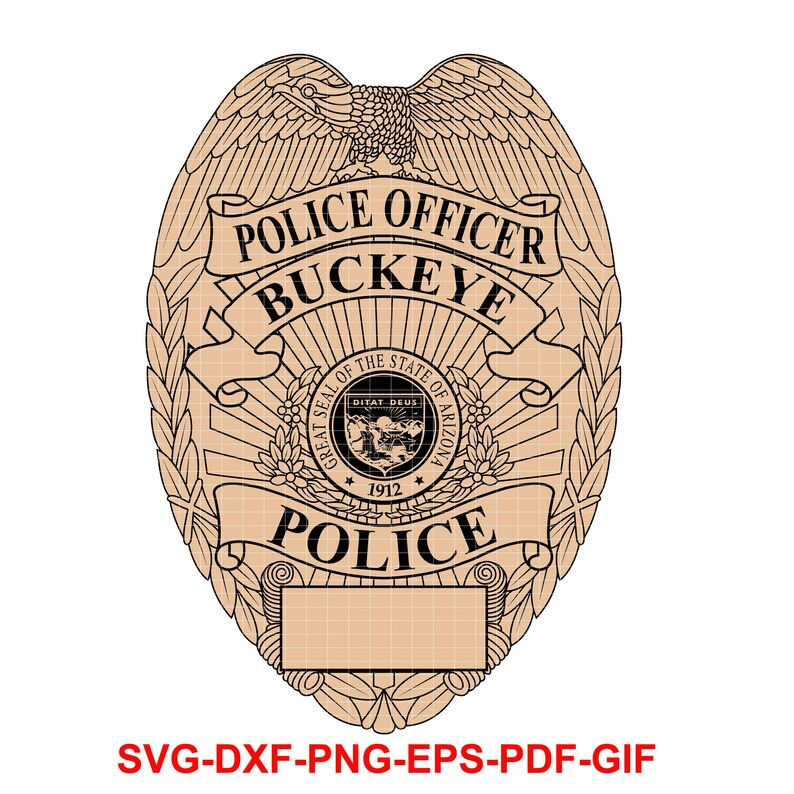 Police Officer Badge, Arizona Department Buckeye Badge, Seal, Laser ...
