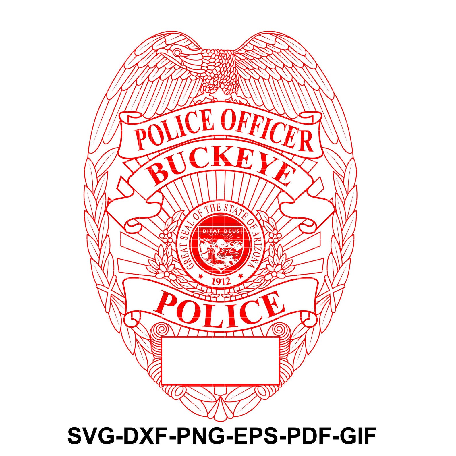 Police Officer Badge, Arizona Department Buckeye Badge, Seal, Laser ...