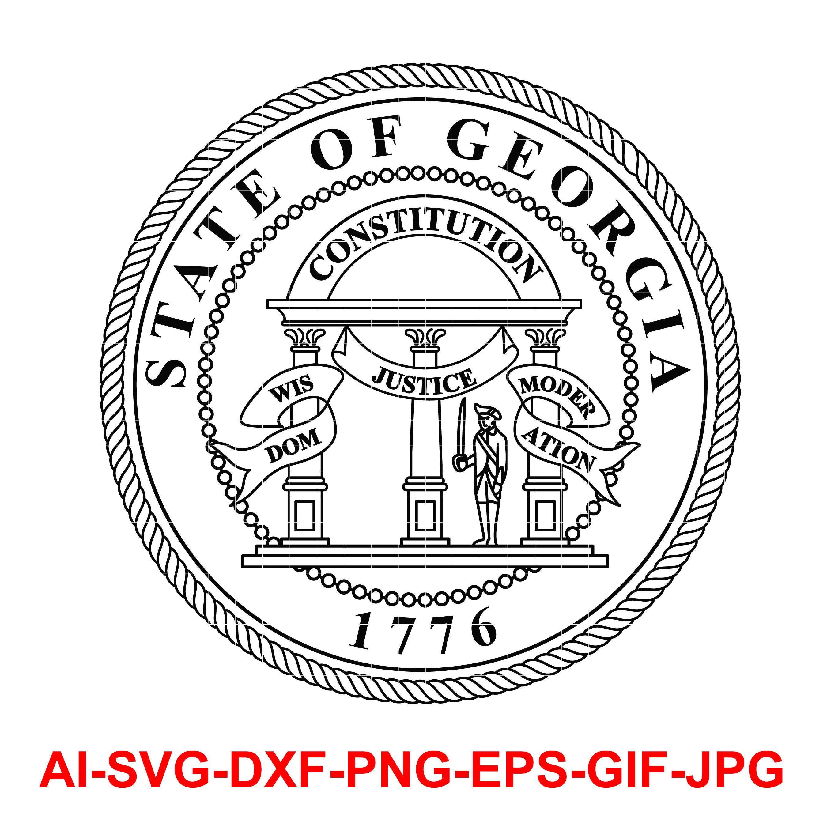 The Great Seal, State of Georgia Badge, Seal, Laser Cutting, Vector Art ...