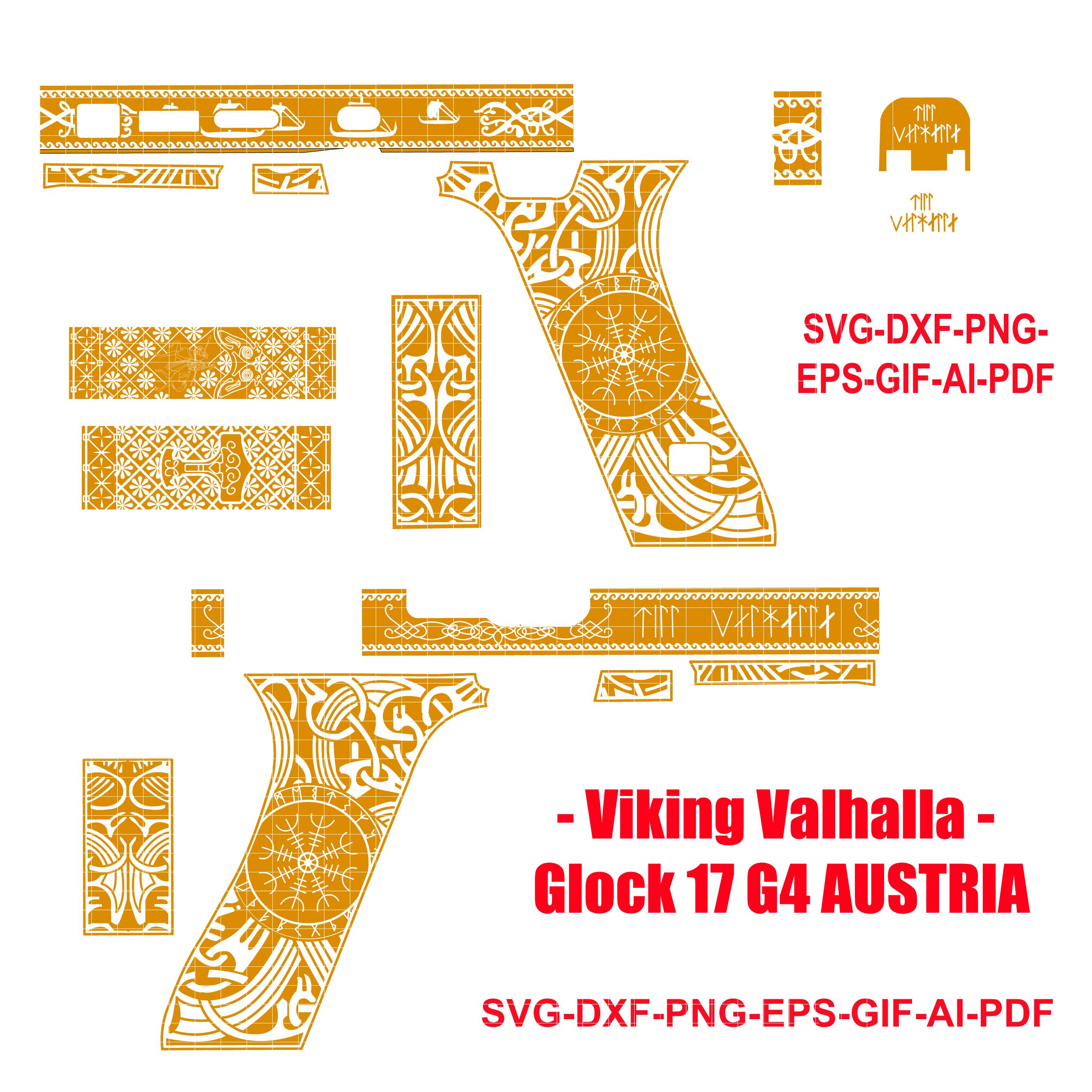 Viking, Valhalla, Themed, Glock, Engraving, Template, Vector Art ...