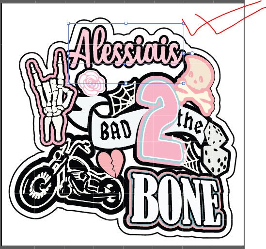 Editable (name) Bad Two the Bone Motorcycle Born 2 Ride Skull Pink Cake ...