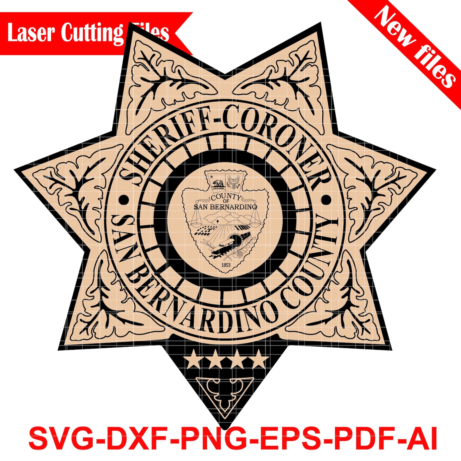 San Bernardino, County Sheriffs Department, Badge, Seal, Logo, Laser Cutting, Vector Art, Cut ...