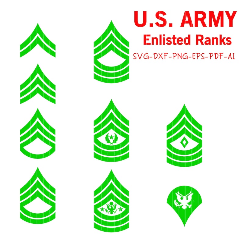 Army, Enlisted, Ranks, Badge, Seal, Laser Cutting, Vector Art, Cut ...