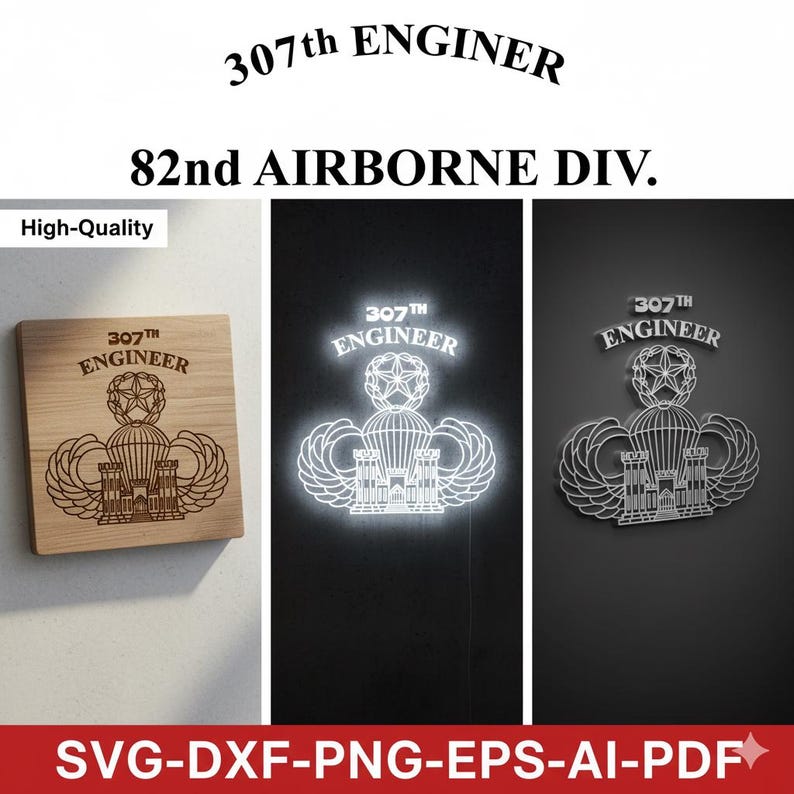 307th Engineer 82nd Airborne Div. SVG | Military Insignia Vector File ...