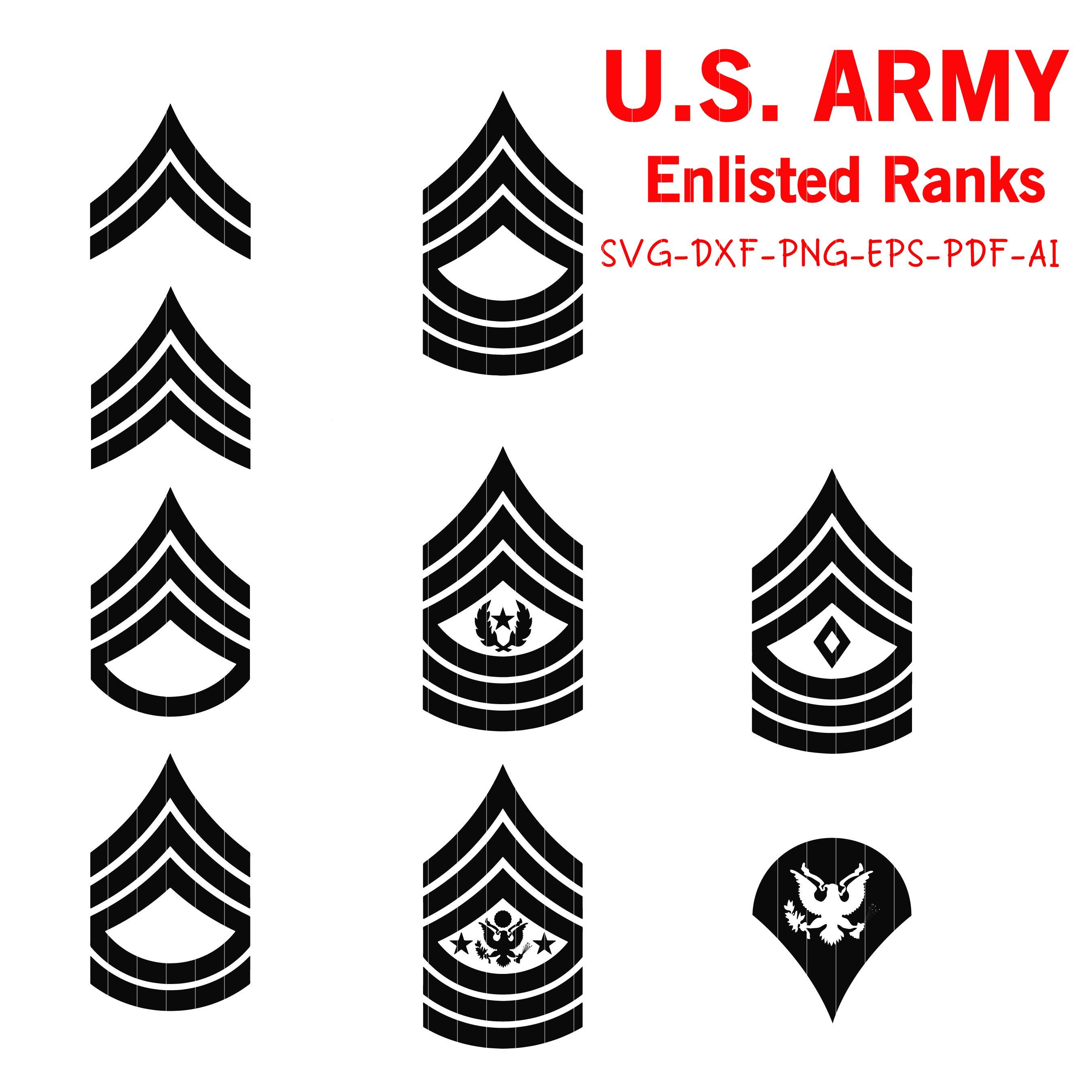 Army, Enlisted, Ranks, Badge, Seal, Laser Cutting, Vector Art, Cut ...