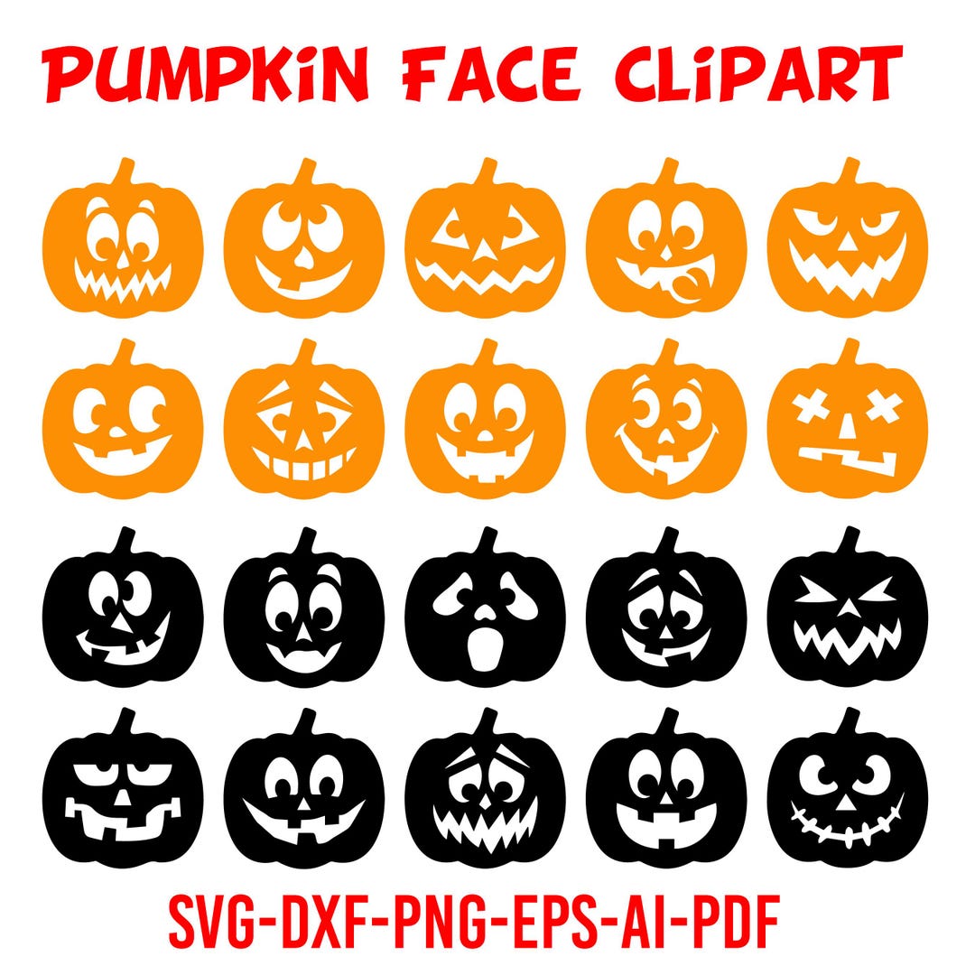 Pumpkin Face Clipart, Halloween Face Svg, Cut Files, Laser Cutting ...