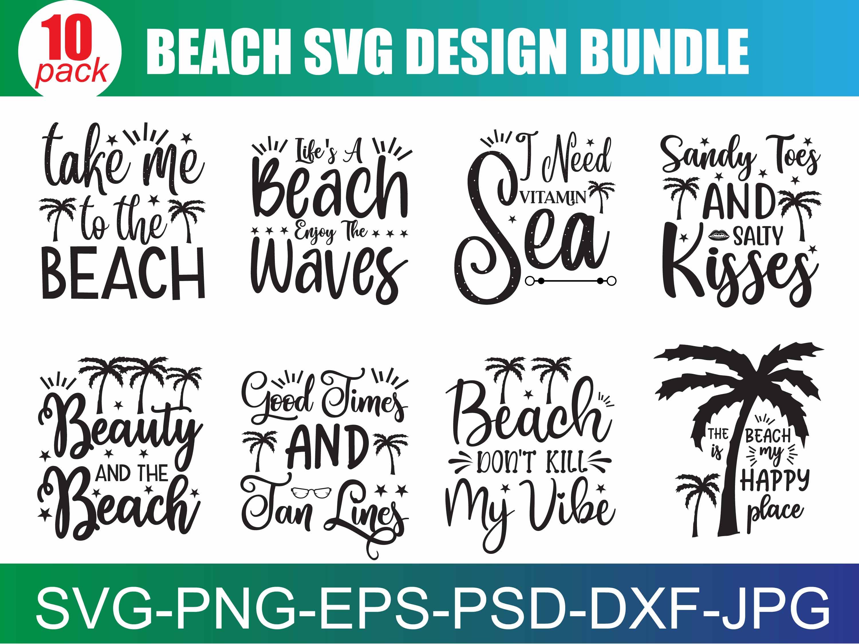 Beach Svg Bundle, Beach Clipart, Summer SVG Bundle, Beach Printable ...