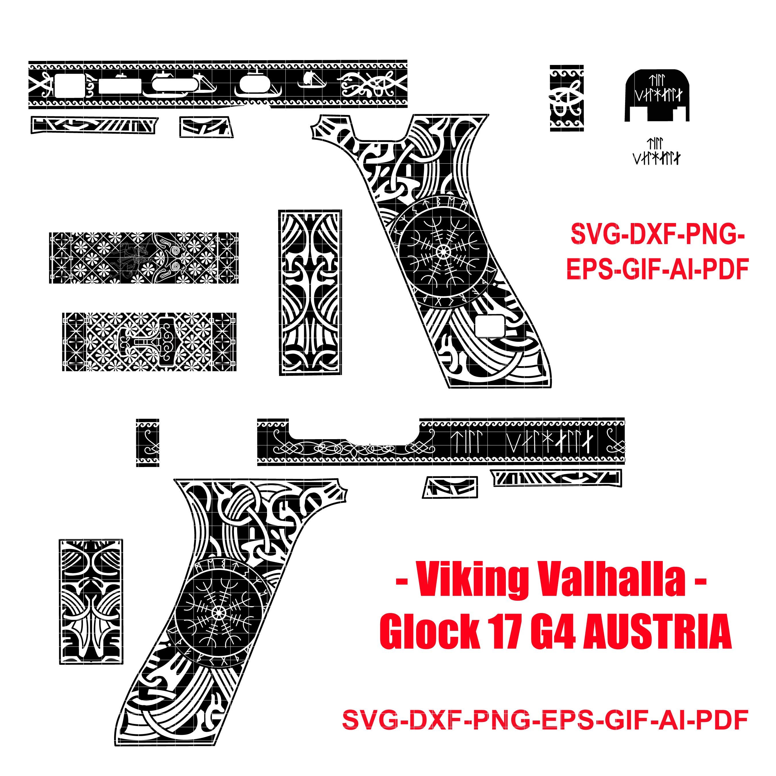 Viking, Valhalla, Themed, Glock, Engraving, Template, Vector Art ...