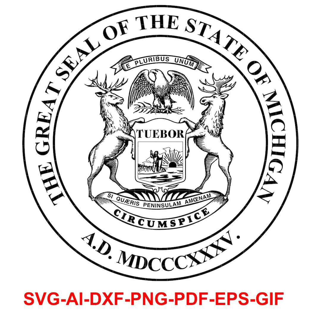 The Great Seal, of The, State of Michigan, Badge, Laser Cutting, Vector ...