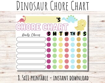 Daily Responsibilities Chore Chart Daily Routine for Kids Dinosaur ...
