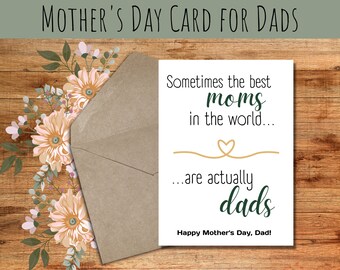 Dad Thanks for Being Such a Great Mom Mother's Day Card Digital ...