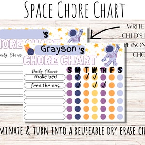 Space Weekly Chore Chart for Kids - Etsy