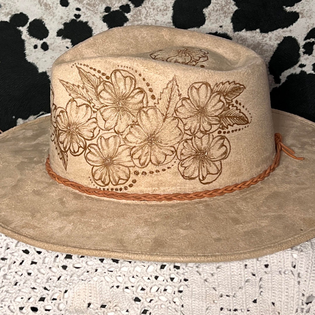 Custom Rancher Hat Flowers and Leaves tan Medium - Etsy