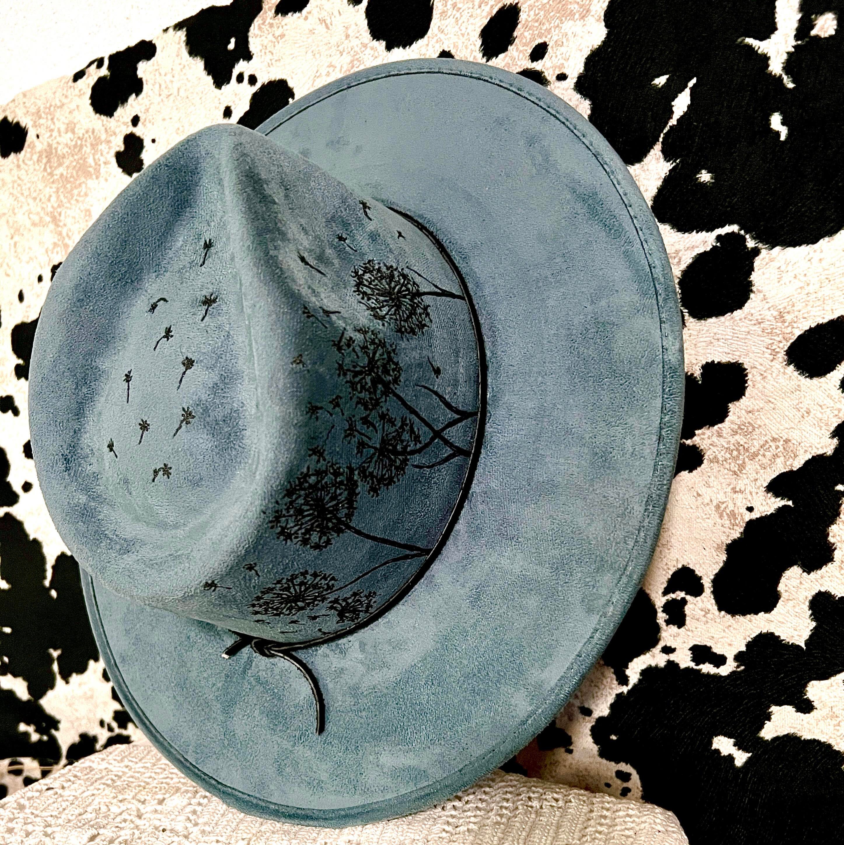 Custom Rancher Hat Dandelion Design Denim Blue Medium - Etsy
