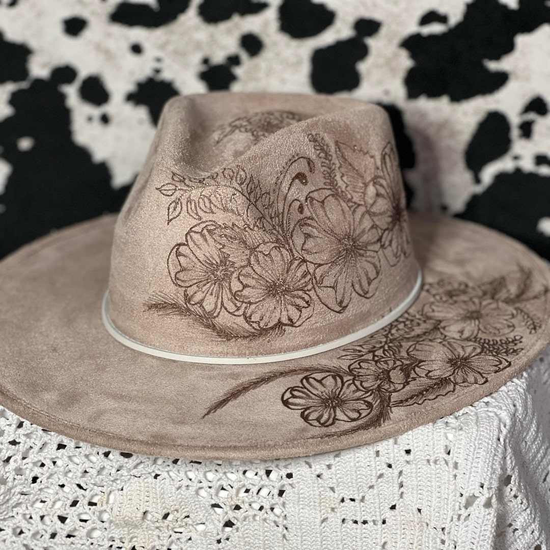 Custom Rancher Hat Floral Design Tan Large - Etsy