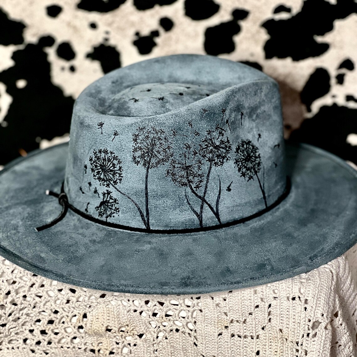 Custom Rancher Hat Dandelion Design Denim Blue Medium - Etsy