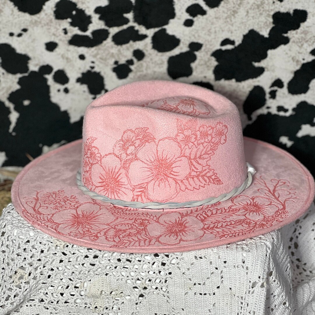Custom Rancher Hat Floral Design Light Pink Medium - Etsy