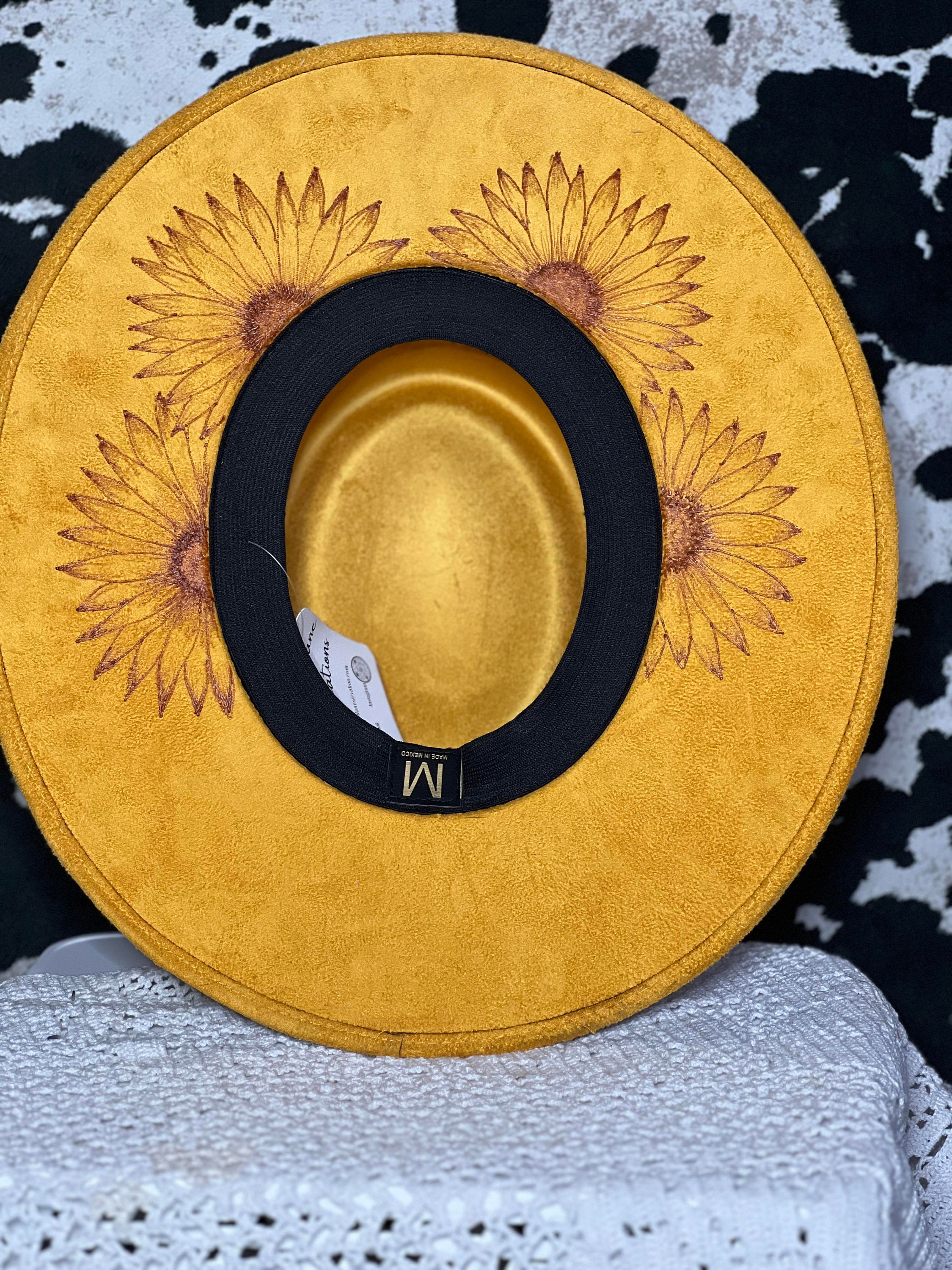 Custom Crown Top Rancher Hat Floral Design and Bull Skull - Etsy