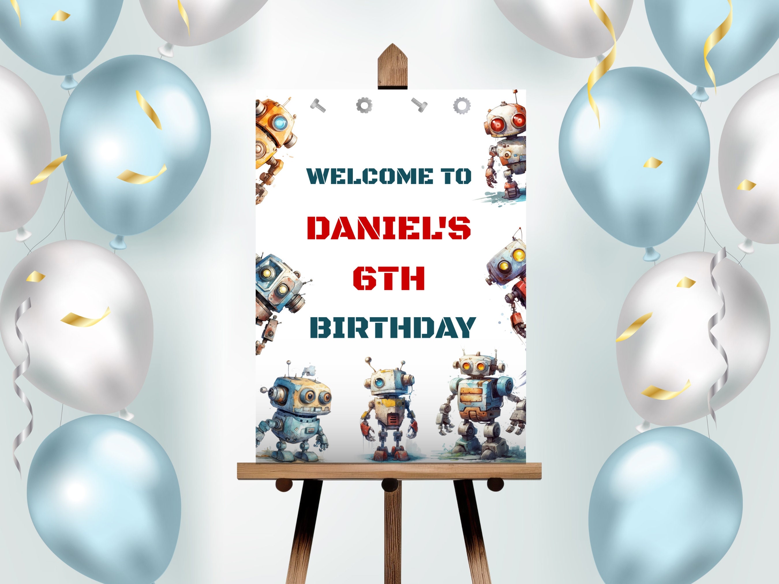 Robot Welcome Sign Template INSTANT DOWNLOAD Robot Party - Etsy