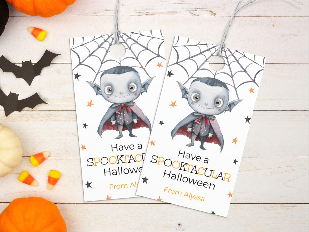 Vampire Treat Tag Template, Editable Halloween Gift Tag, Printable ...