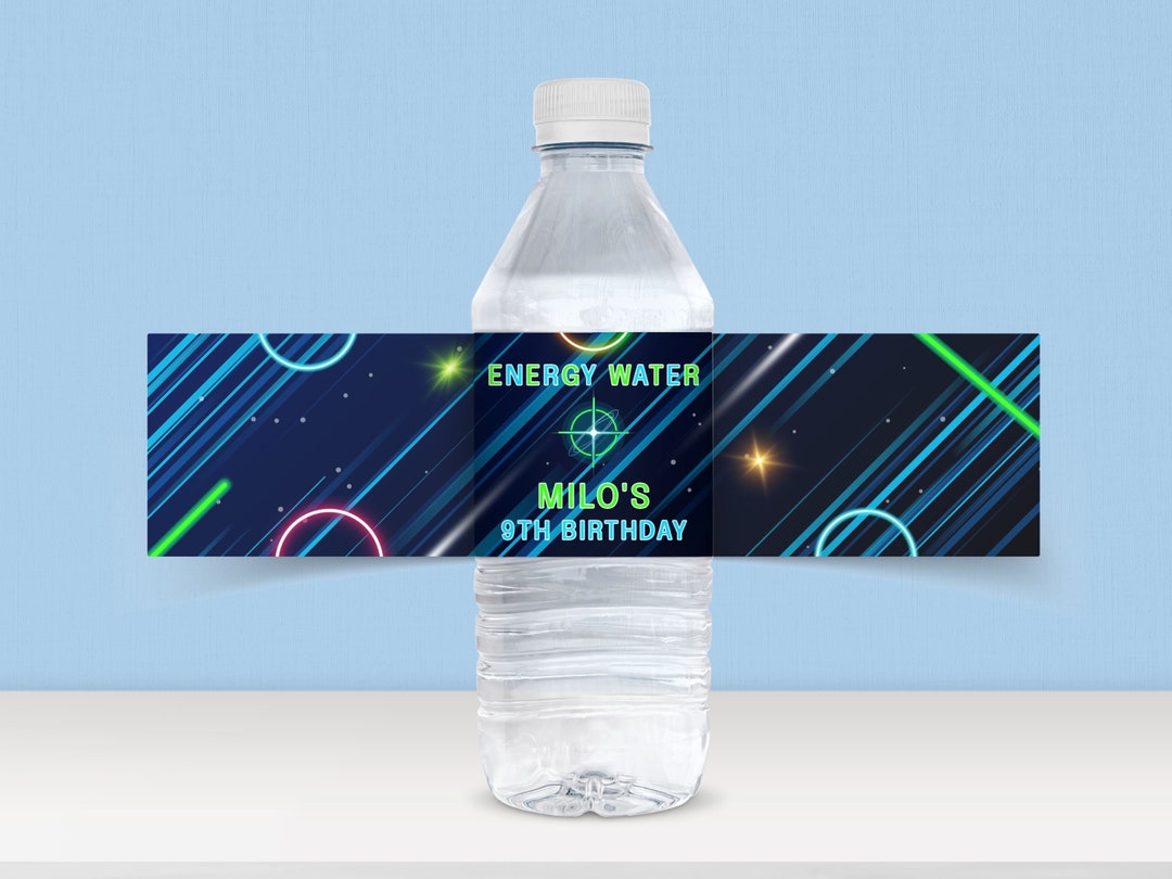 Laser Tag Birthday Water Bottle Label, Laser Tag Party Favors, Laser ...