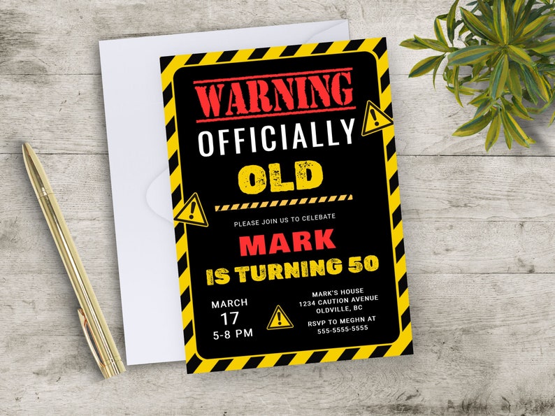 Editable 50th Birthday Invitation for Men, Funny Adult Digital Party ...