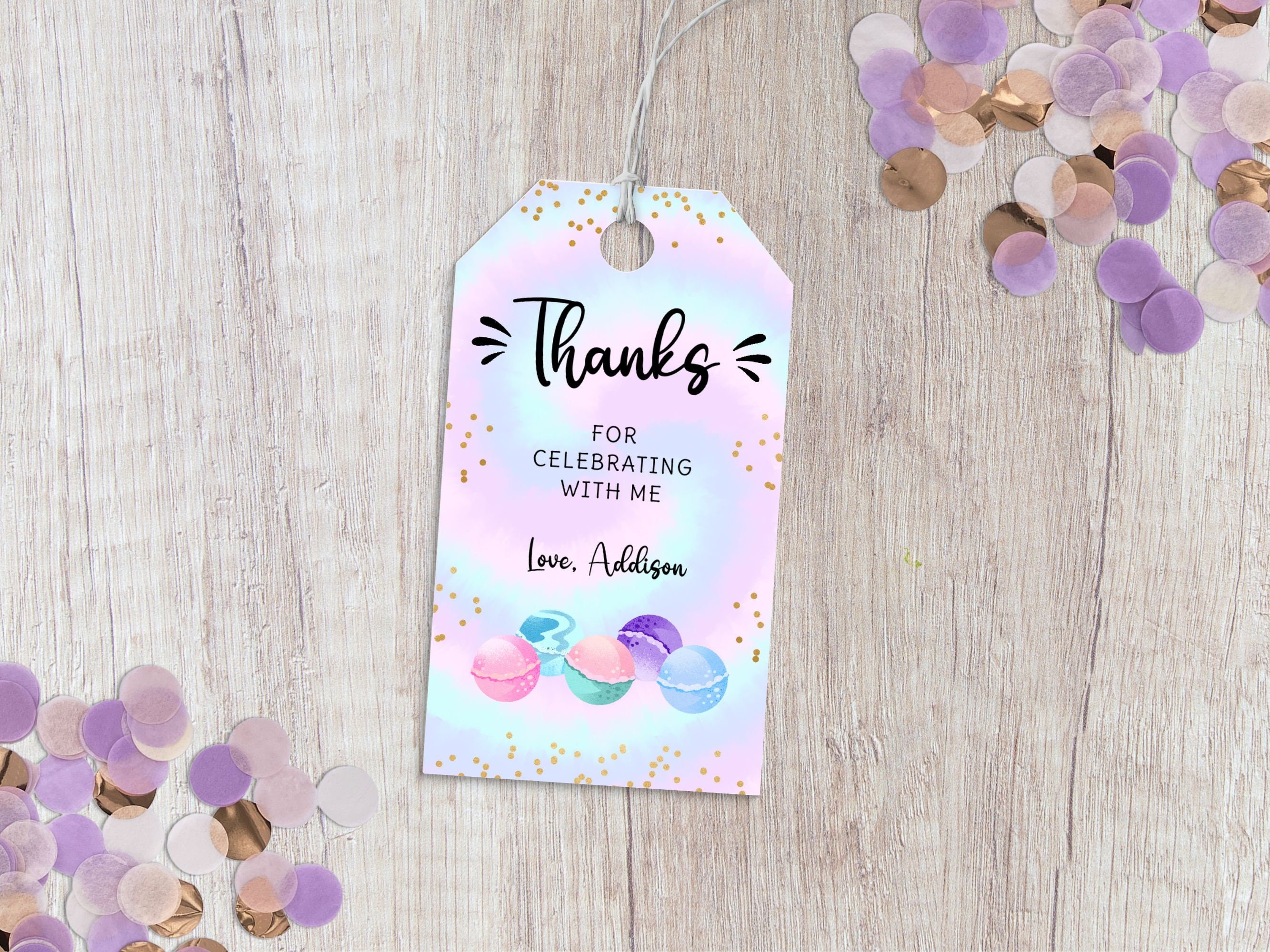 Bath Bomb Favor Tags, Editable Birthday Party Thank You Tag, Soap ...