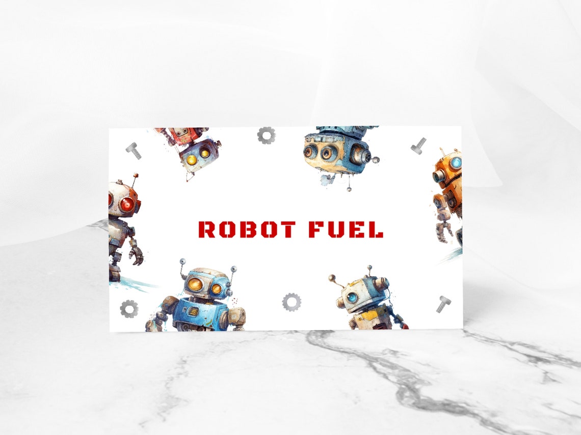 Robot Buffet Card Template, INSTANT DOWNLOAD, Printable Robot Food ...