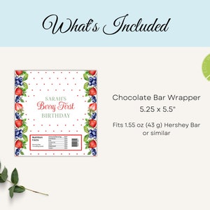 Editable Strawberry Candy Bar Wrapper, INSTANT DOWNLOAD, Berry First ...