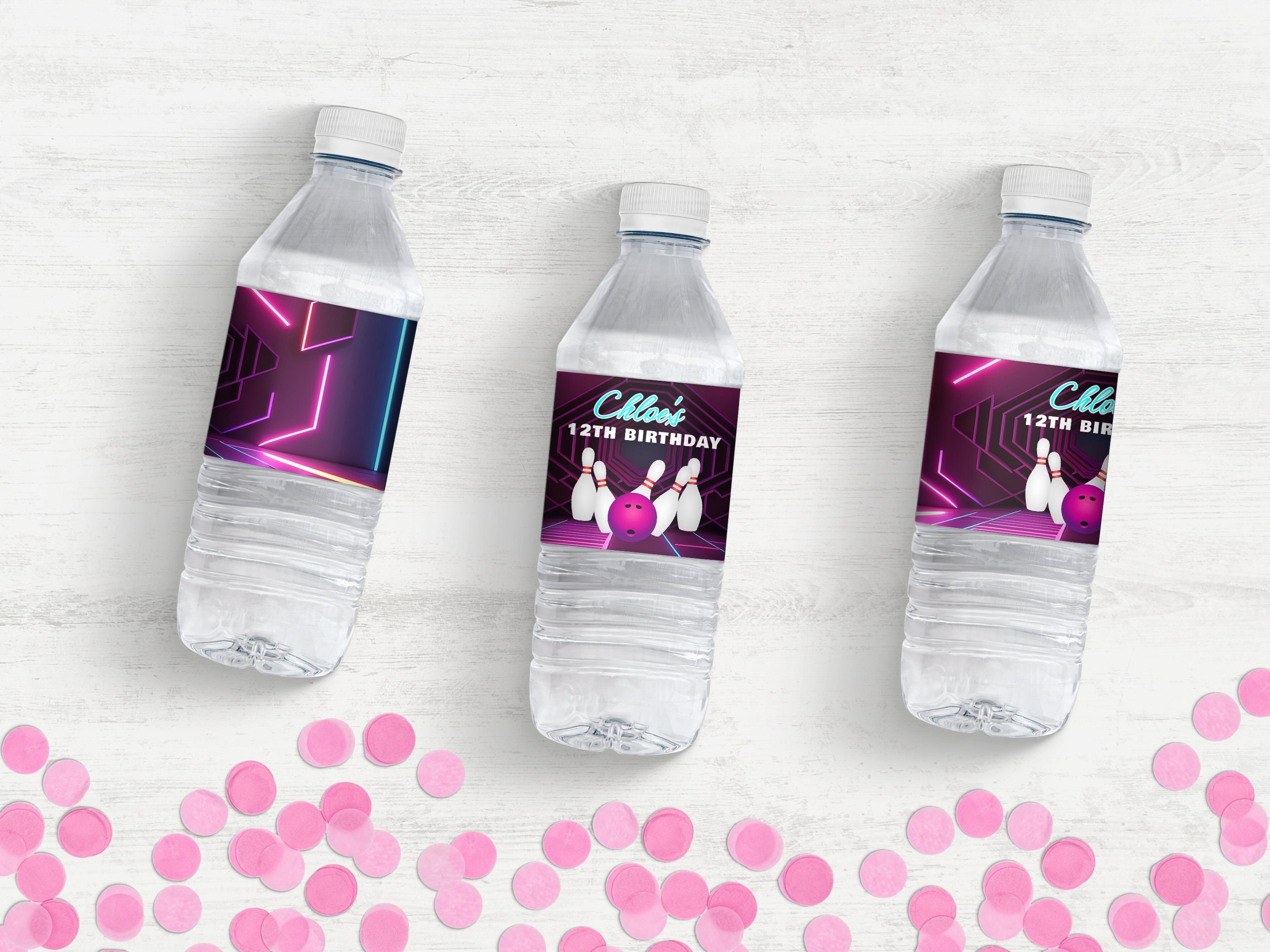 Bowling Water Bottle Label Template, Bowling Party Favor, Bowling ...