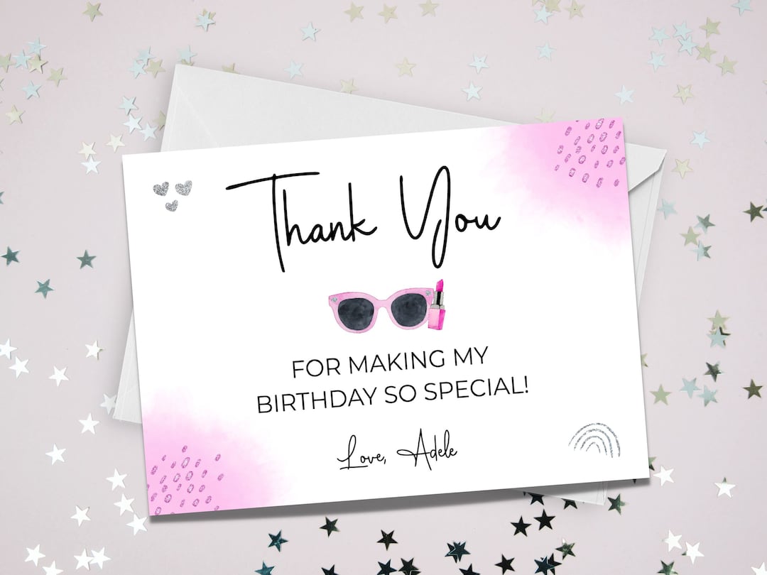 Threenager Birthday Party Thank You Card, Editable Thanks Note, Girl ...