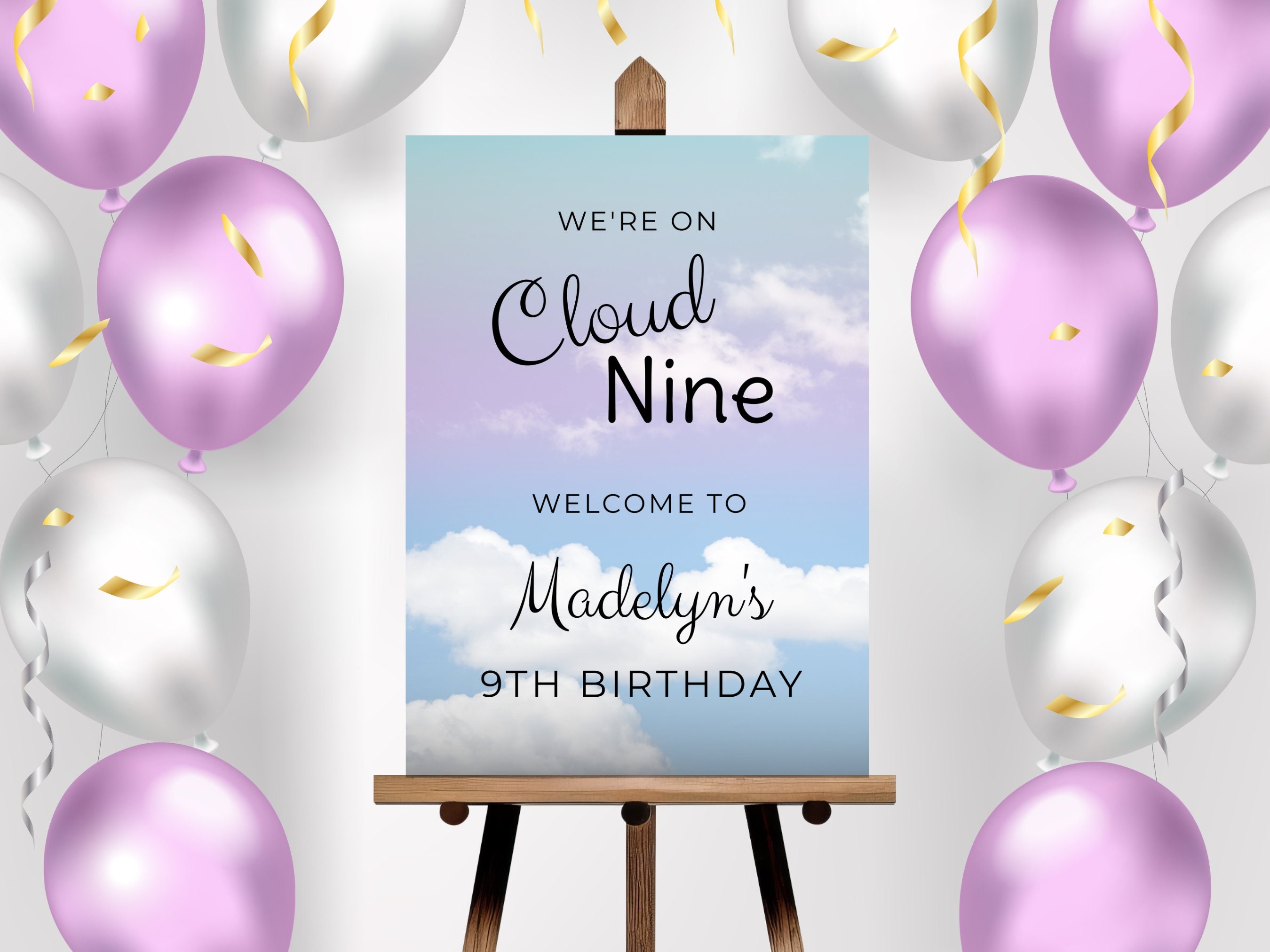 Cloud Nine Welcome Sign Template, INSTANT DOWNLOAD, Editable Cloud 9 ...