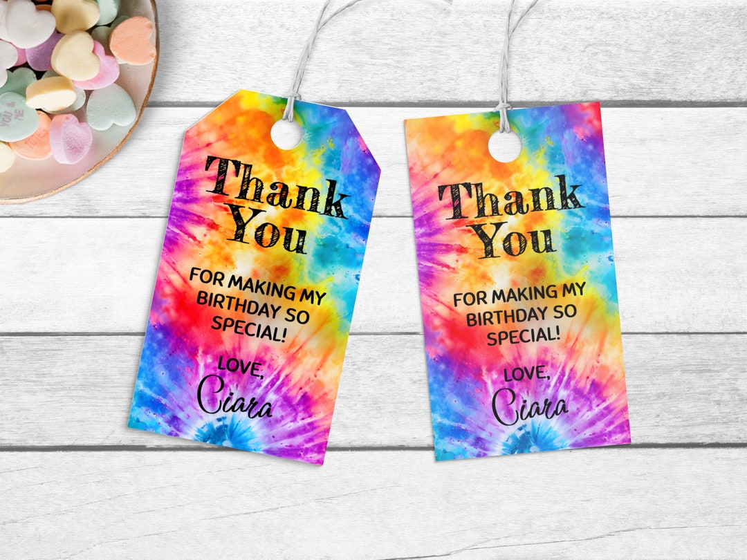 Editable Tie Dye Favor Tags, Tie Dye Thank You Tag, Printable Tie Dye ...