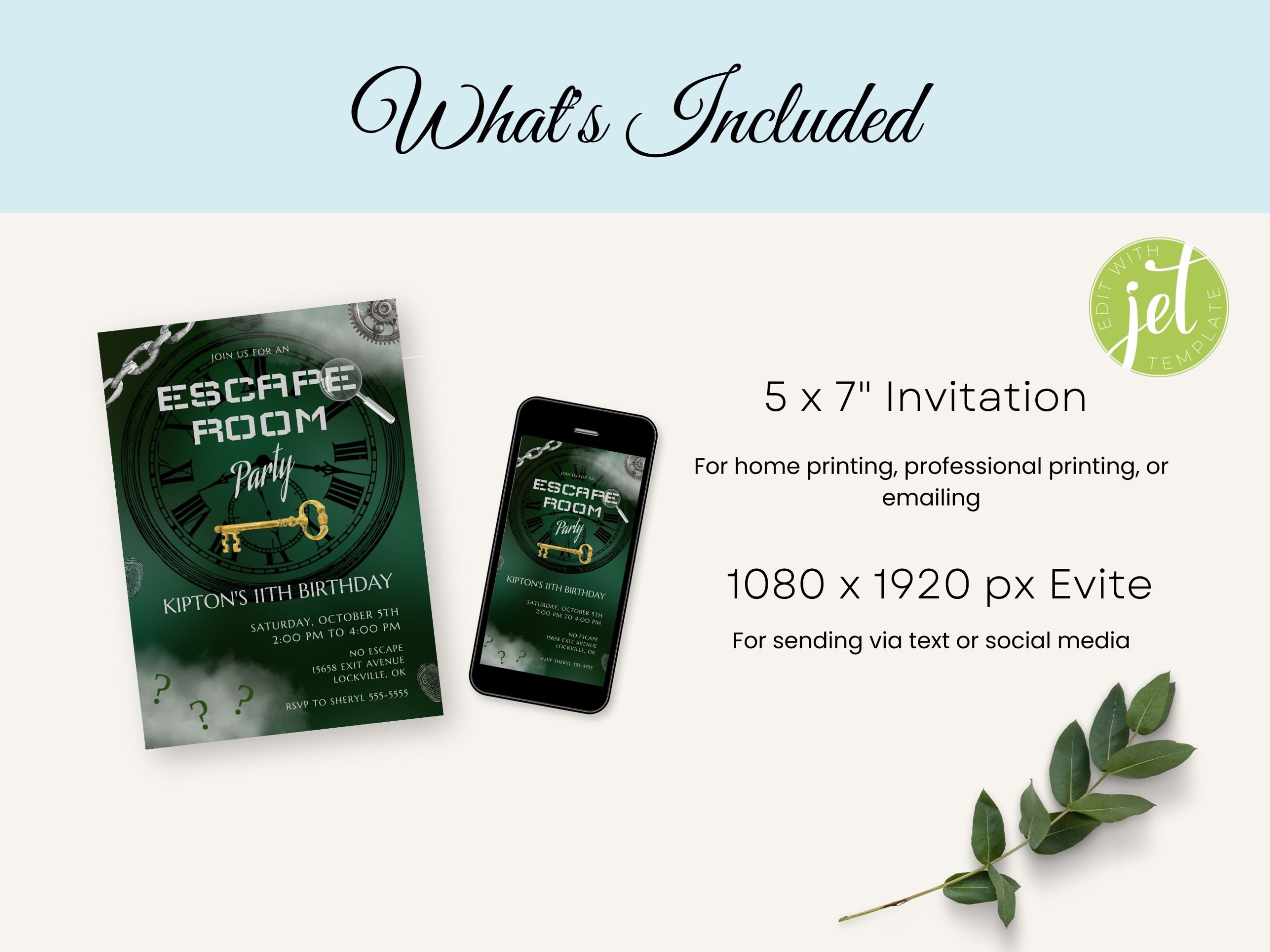 Escape Room Invite Boy, Editable Escape Room Birthday Invitation ...