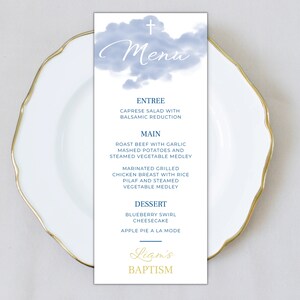 Boy Baptism Menu Template Printable Christening Menu - Etsy Canada