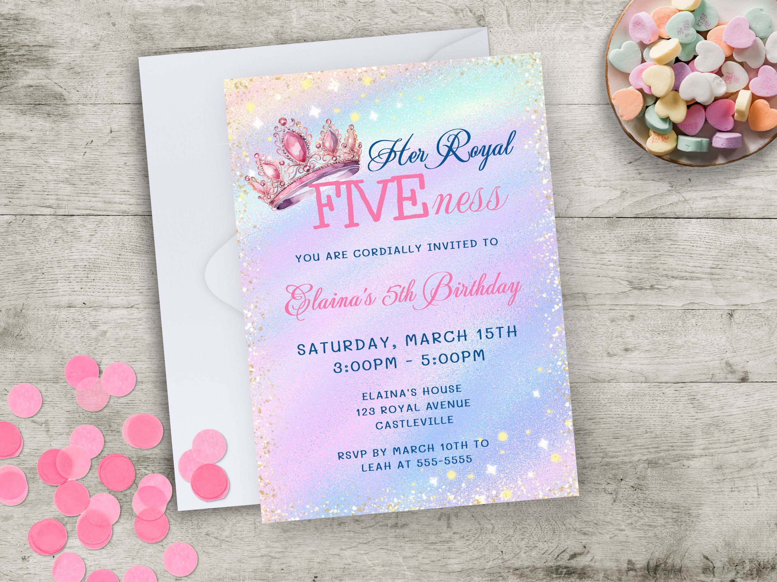 Her Royal Fiveness Invitation Template, Editable 5th Birthday Princess ...