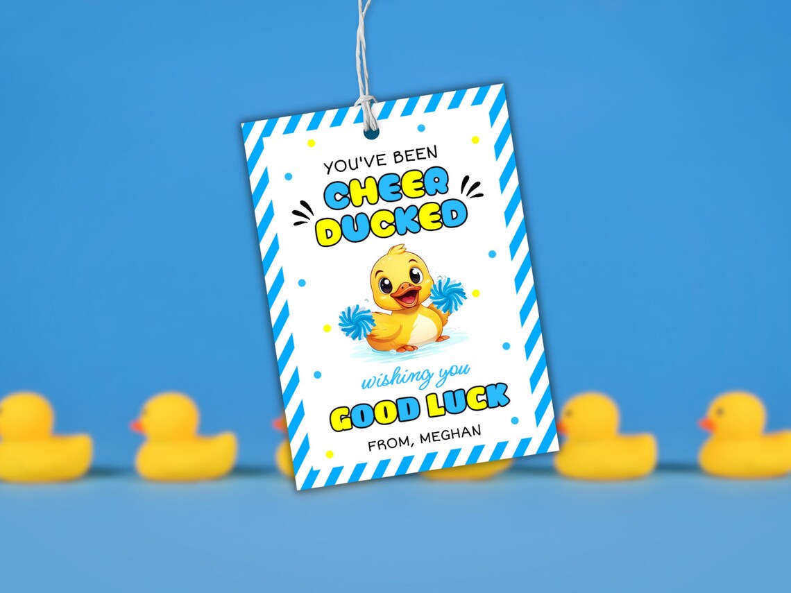 Editable Cheer Duck Tag, You've Been Ducked Tag, Printable Cheerleader ...