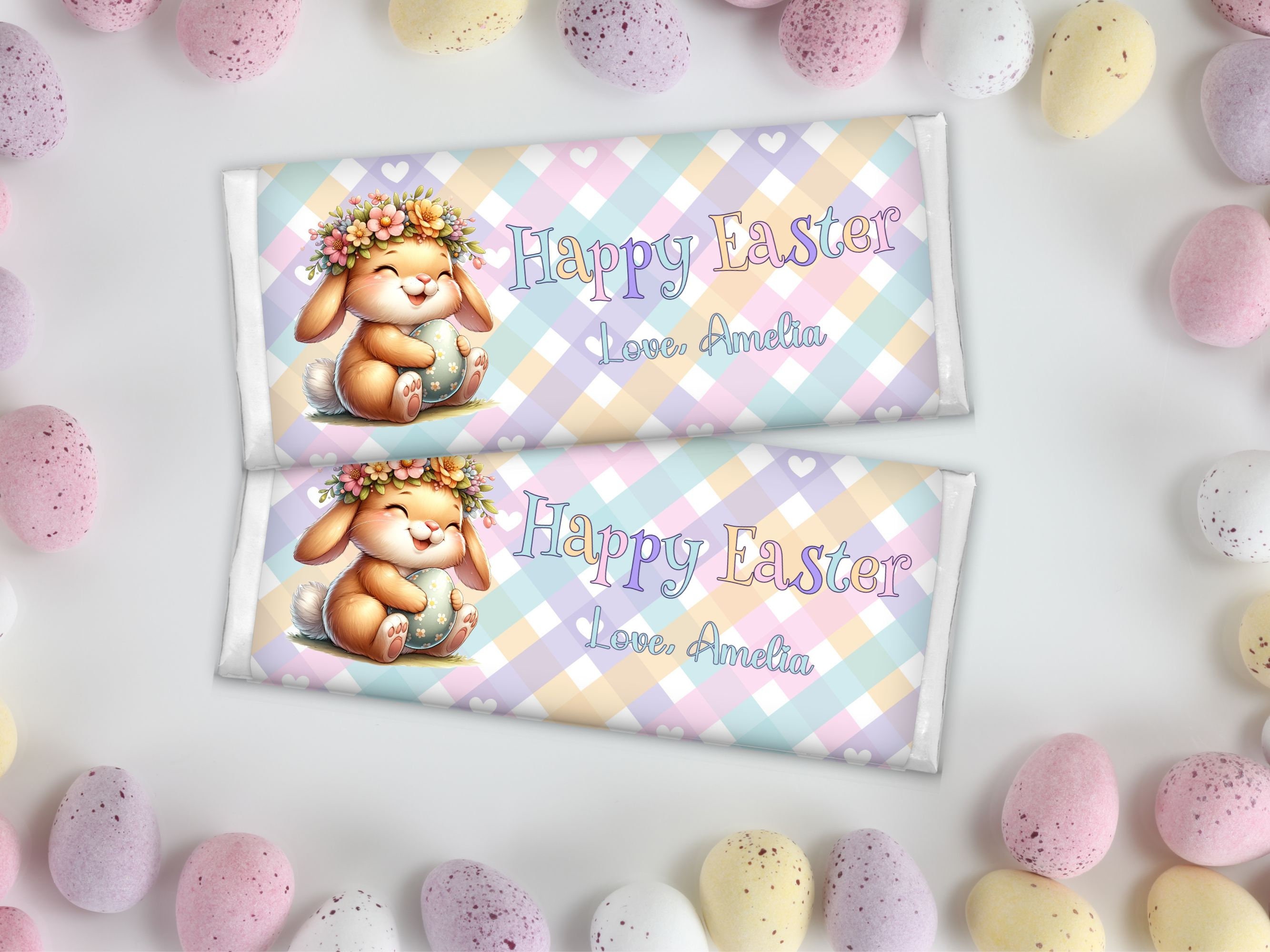 Easter Bunny Chocolate Wrapper Template, Editable Candy Bar Label ...