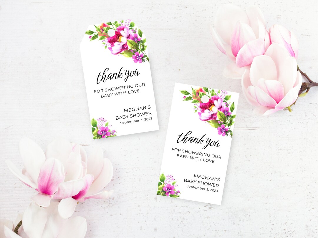 Thank You Tags Editable, INSTANT DOWNLOAD, Printable Floral Baby Shower ...
