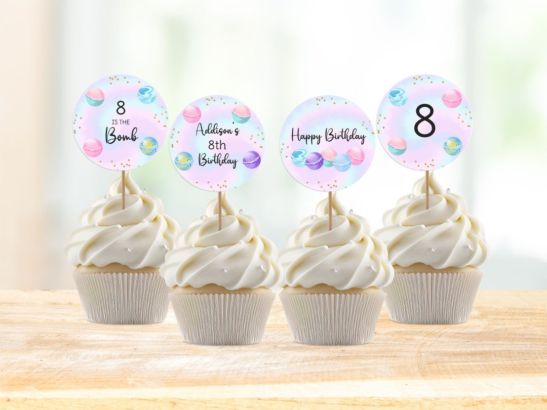 Bath Bomb Cupcake Toppers Template, Editable Party Favors, Printable ...