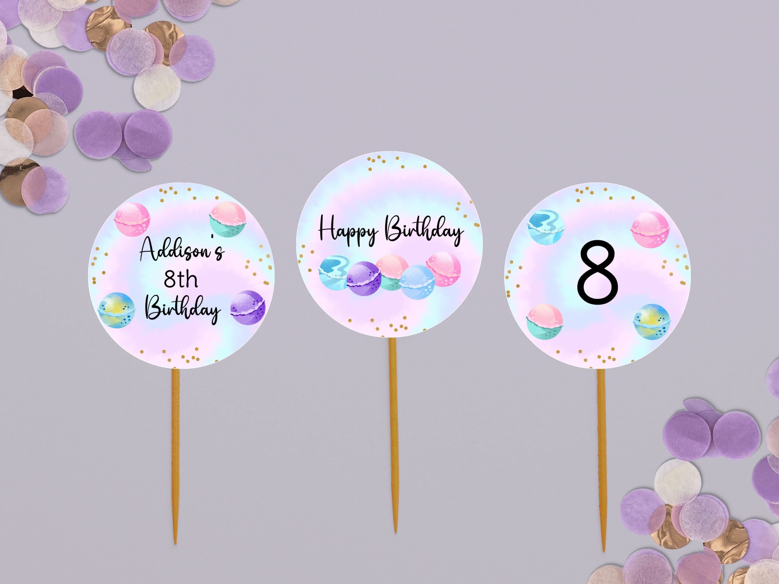 Bath Bomb Cupcake Toppers Template, Editable Party Favors, Printable ...