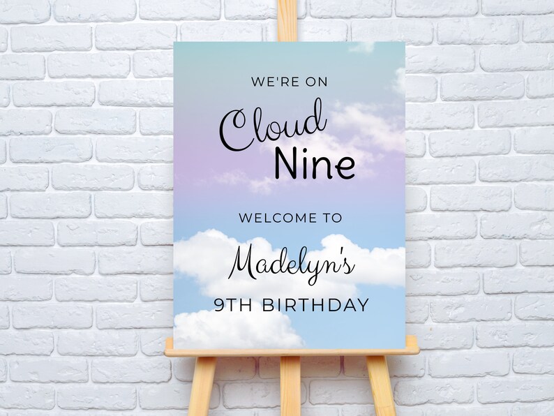 Cloud Nine Welcome Sign Template INSTANT DOWNLOAD Editable - Etsy