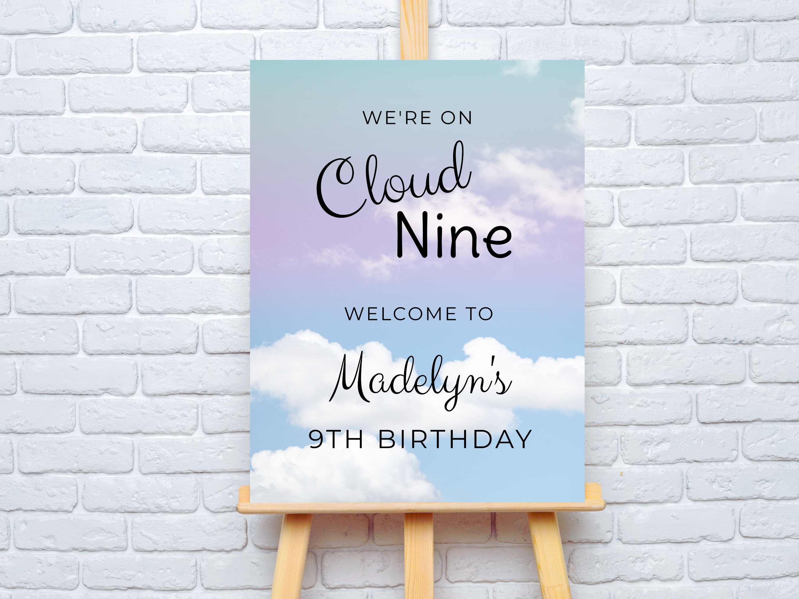 Cloud Nine Welcome Sign Template, INSTANT DOWNLOAD, Editable Cloud 9 ...