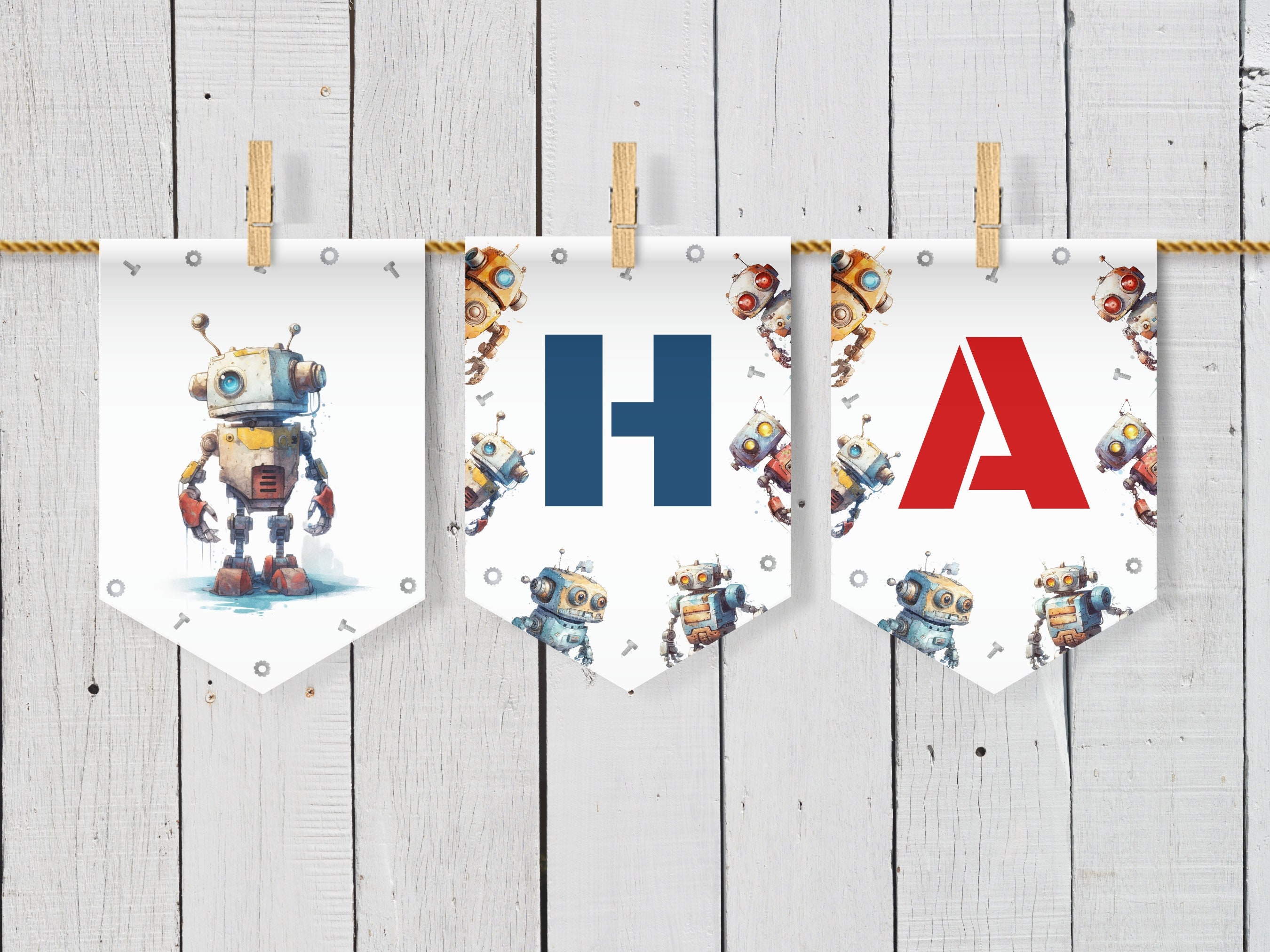 Robot Birthday Banner Robot Birthday Party Decorations - Etsy