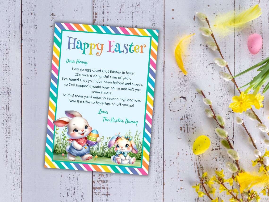 Editable Easter Bunny Letter Template, Kids Easter Basket Printable ...