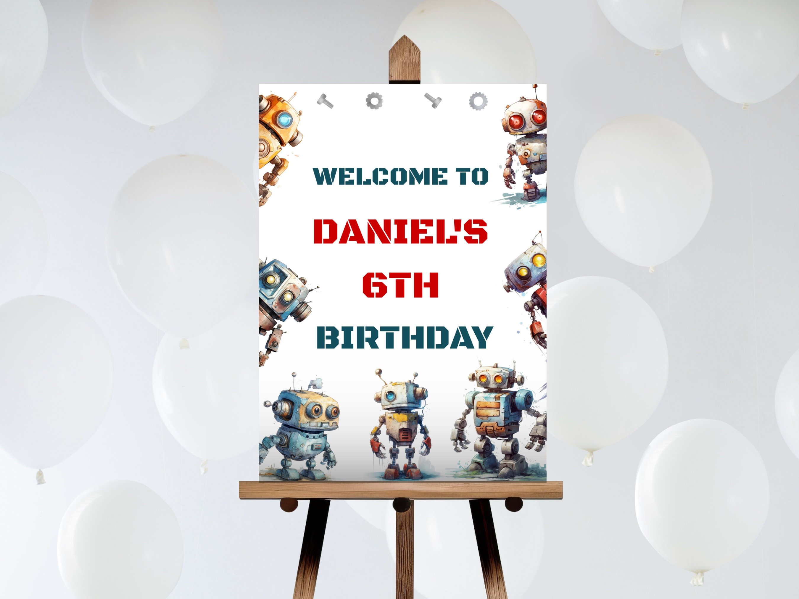 Robot Welcome Sign Template INSTANT DOWNLOAD Robot Party - Etsy